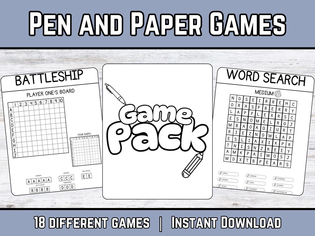 Pen and Paper Games Printable Travel Games Family Activity Games Road ...