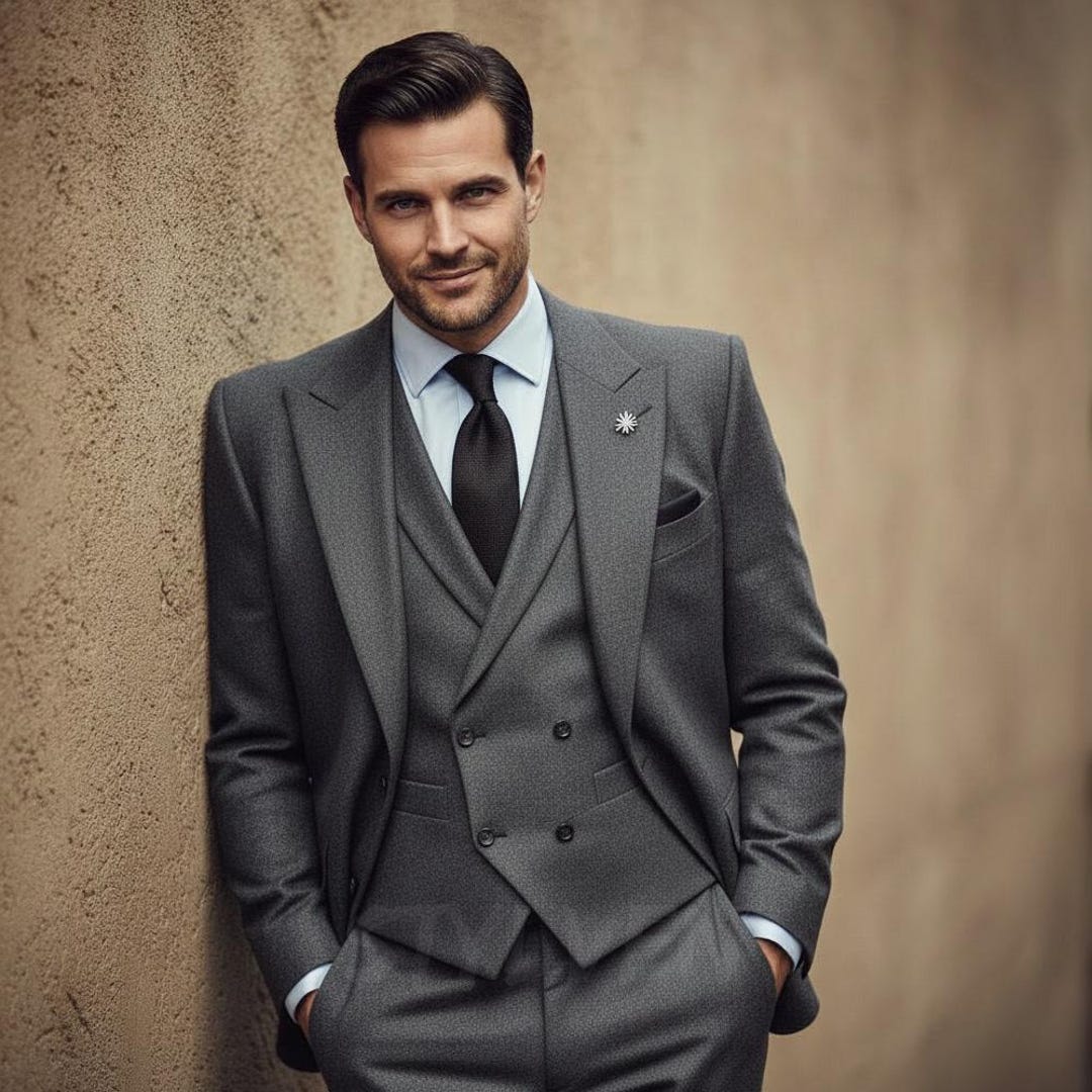 Bespoke Handmade Charcoal Tweed Suit – 1920s Wool Gentleman Vintage ...