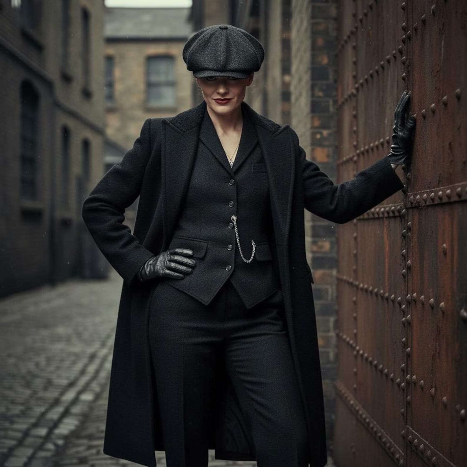 Vintage Women’s Black Peaky Blinders Suit – Classic Lady Wool Trench ...