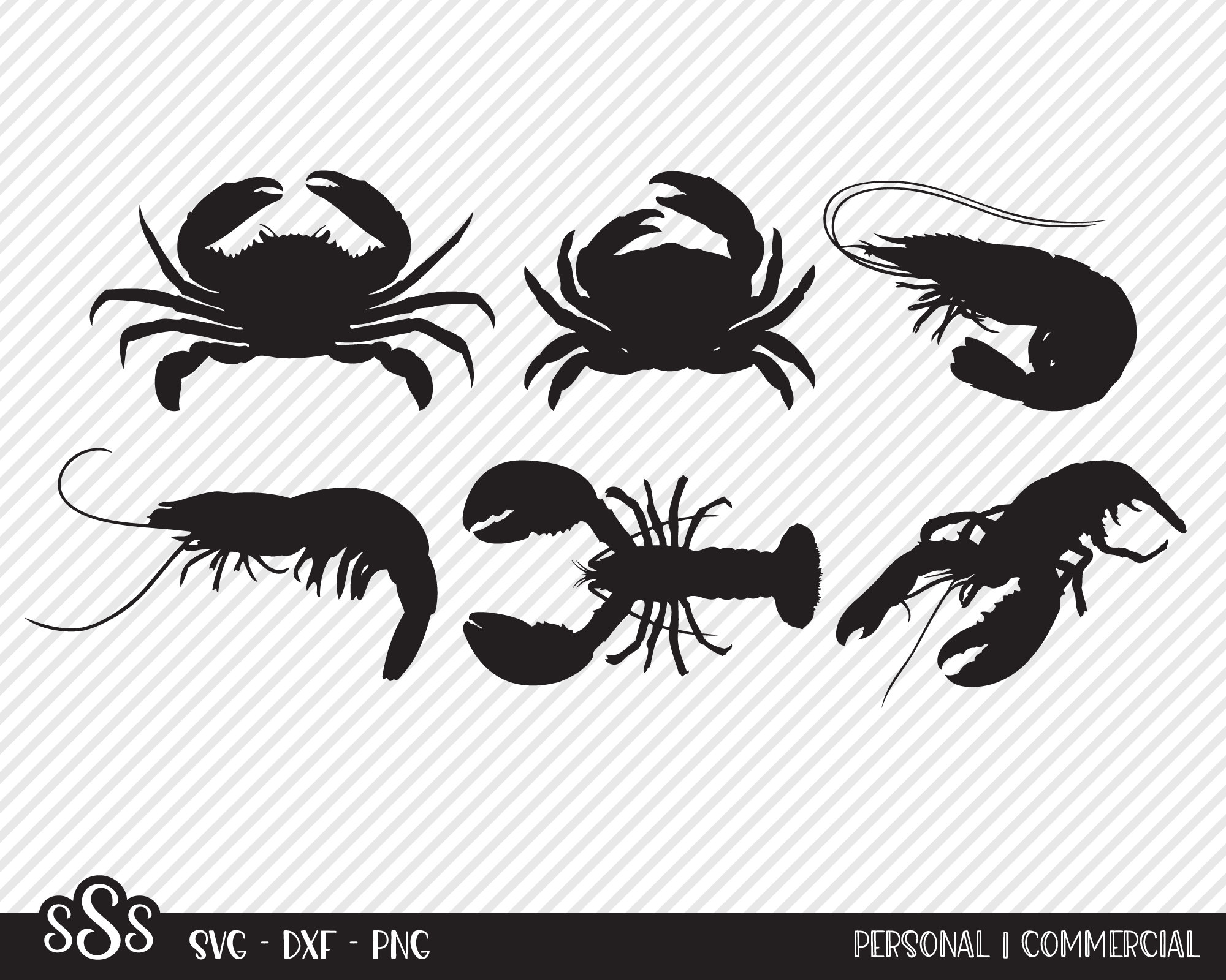 Crustacean Bundle SVG, Cut File, Outdoor Shirt Design, Fun Marine Life ...