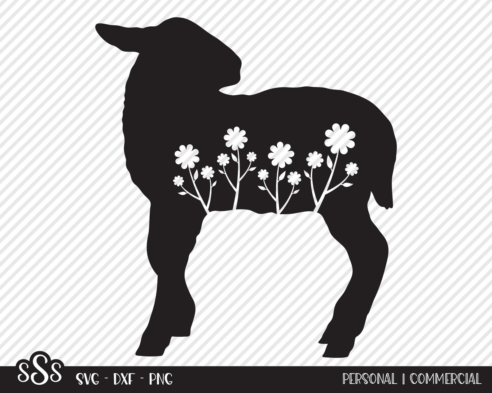 Flores de cordero SVG, Archivo cortado, Diseño de camisa de campo ...