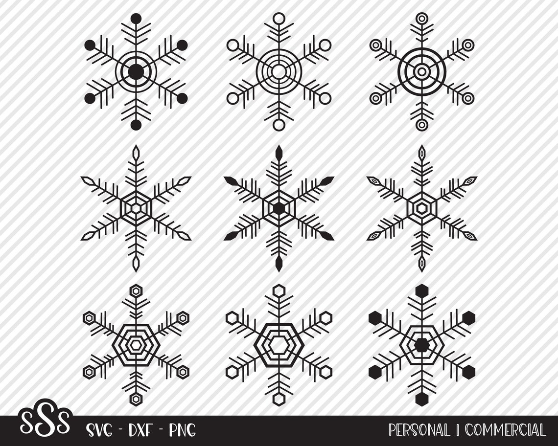 Snowflake Bundle SVG, Cut File, Christmas Shirt Design Assets, Frosty ...