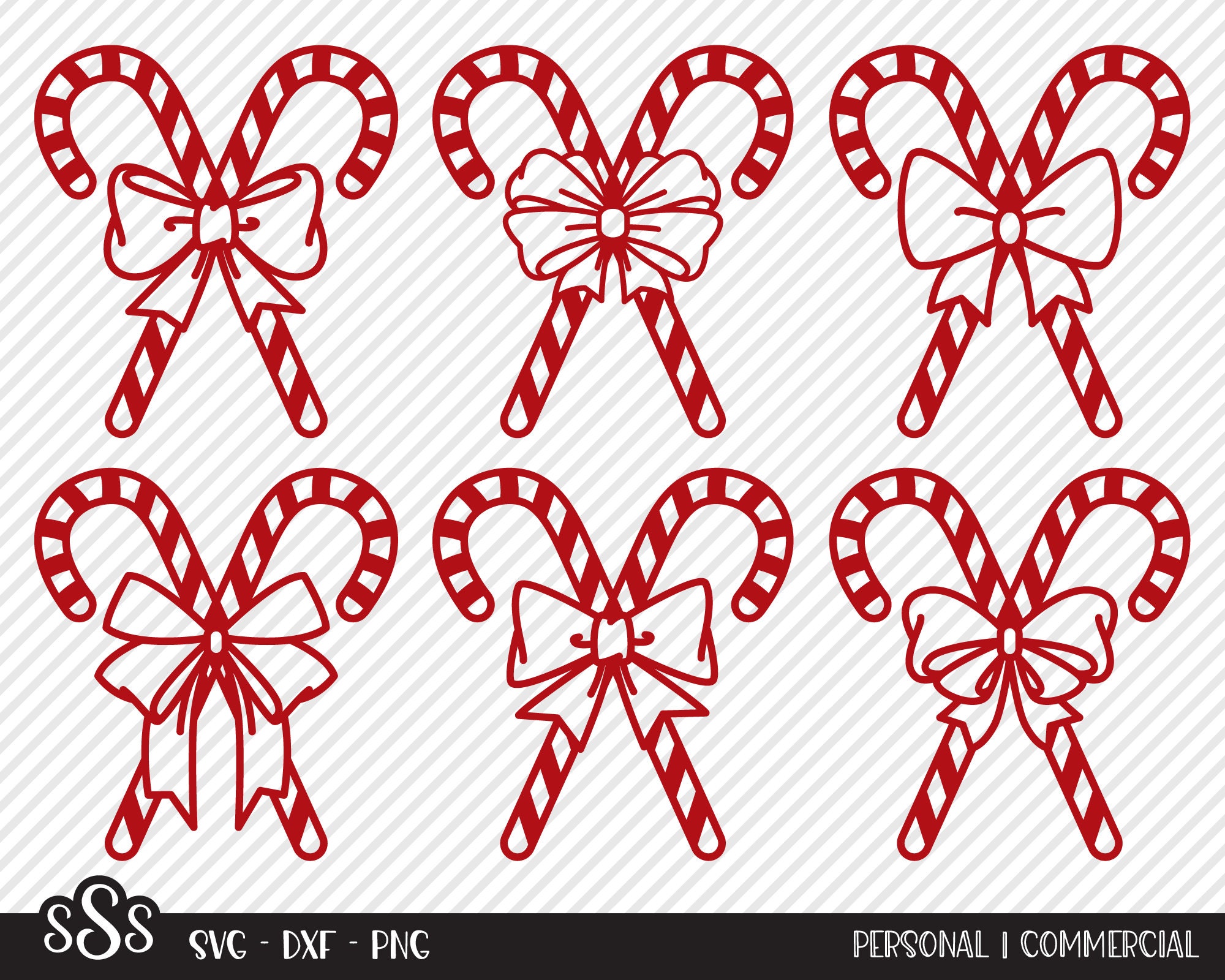 Candy Cane Bundle SVG, Cut File, Christmas Shirt Design, Red Bow, Fun ...