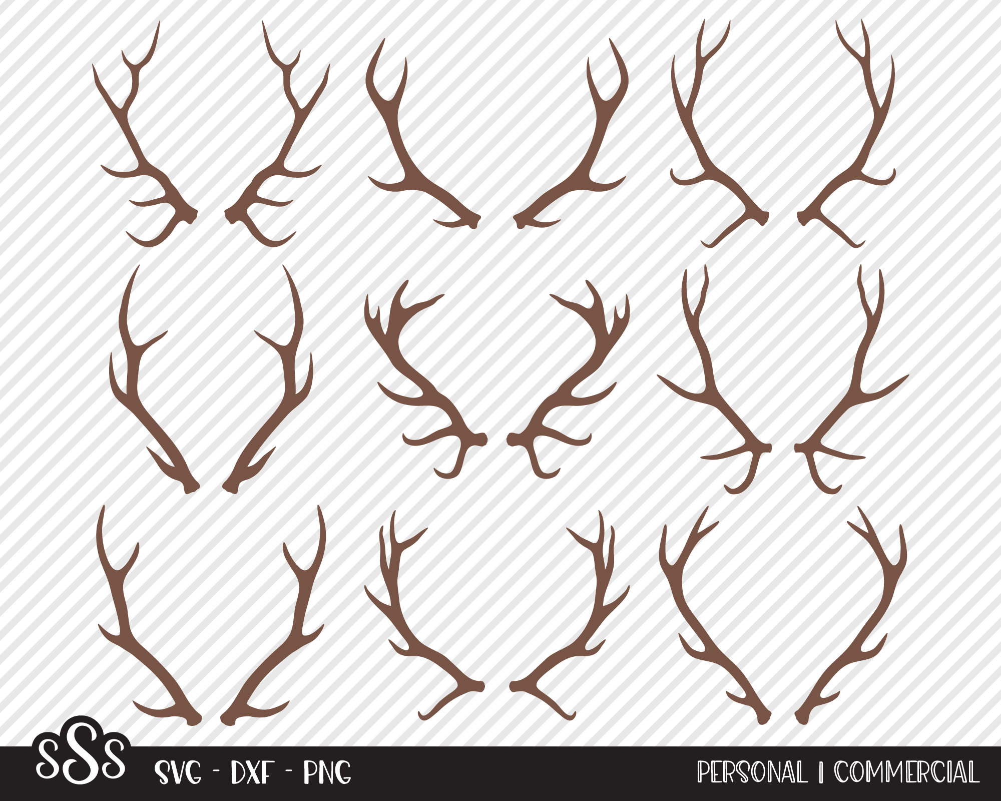 Elk Antler Bundle SVG, Cut File, Outdoor Shirt Design Assets, Rustic ...