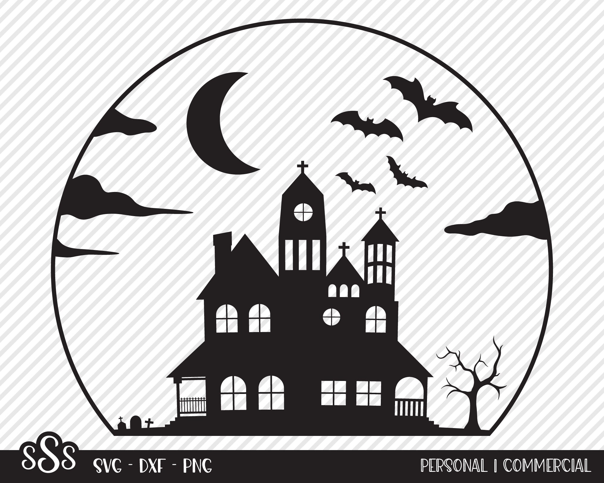 Haunted House SVG, Cut File, Halloween Shirt Design, Spooky Home Decor ...