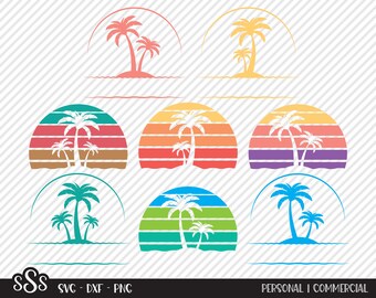 Summer SVG, Cut File, Summer Sun, Palm Tree, Sunshine, Ocean Waves ...