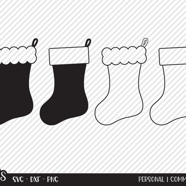 Stocking Clipart Black and White - Etsy