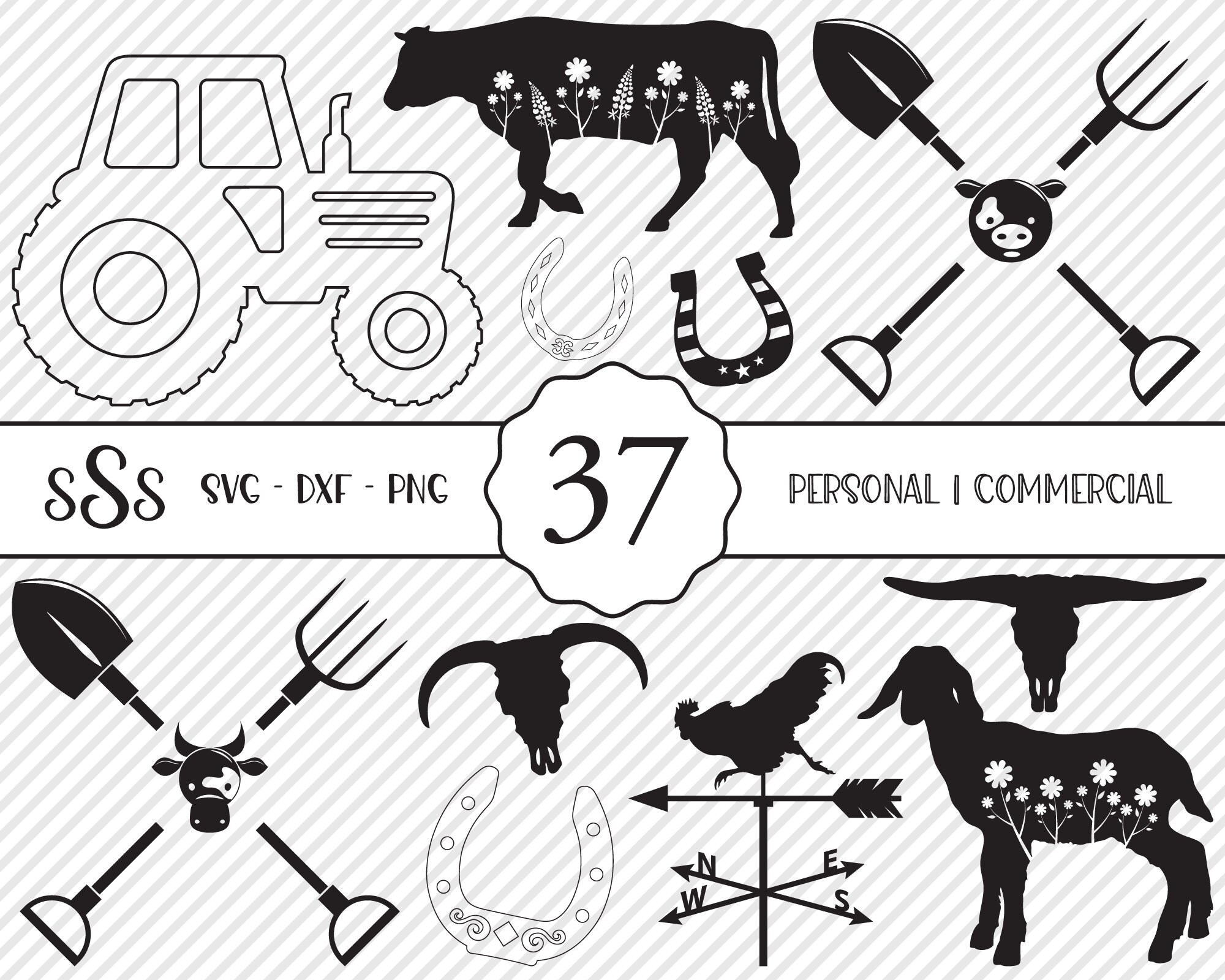 Barnyard Super Bundle SVG, Cut File, Country Shirt Design Assets ...