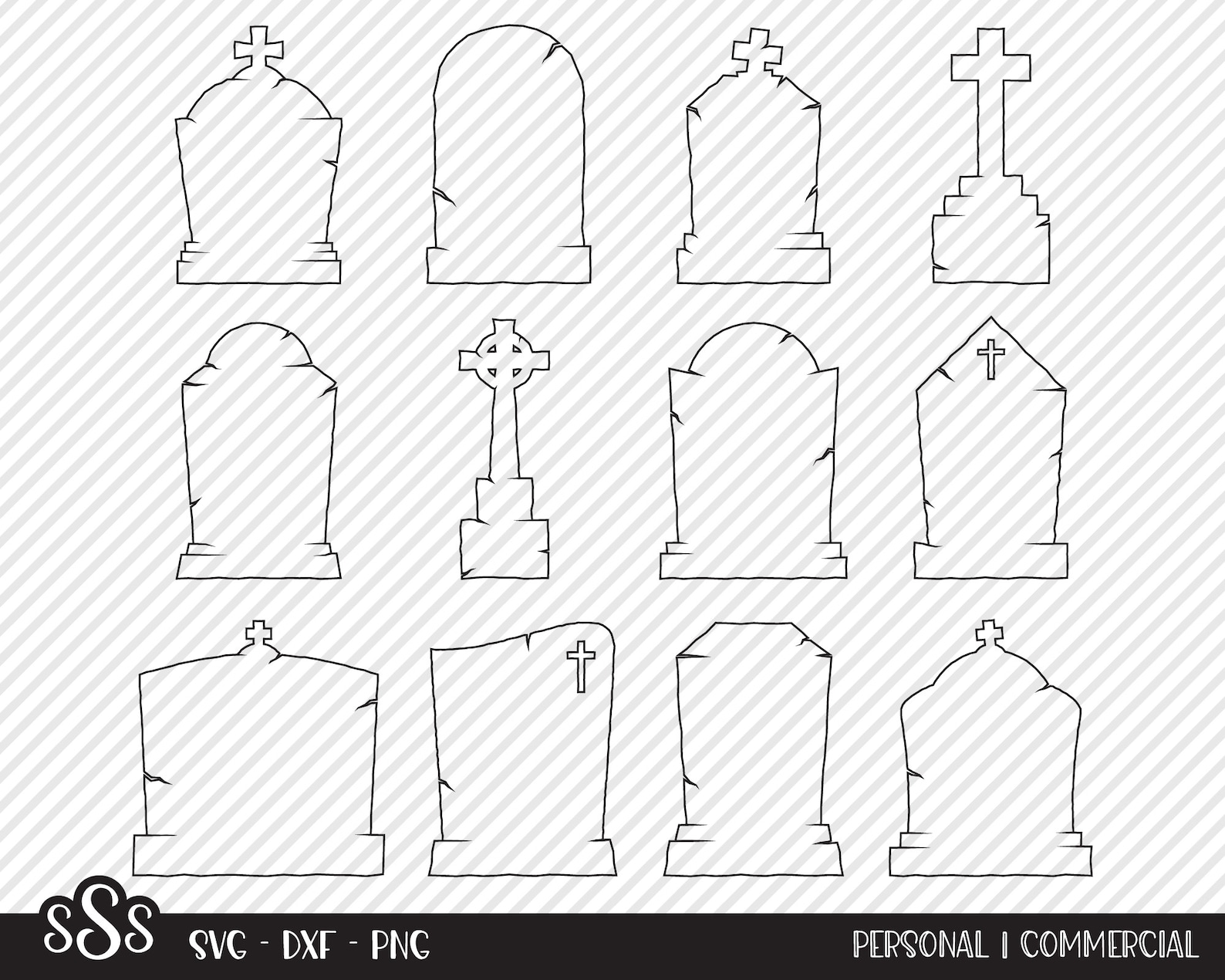 Tombstone Bundle SVG, Cut File, Halloween Shirt Design, Graveyard Rip ...