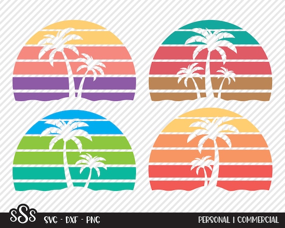 Sunset Bundle SVG Cut File Summer Sun Palm Tree Sunshine - Etsy