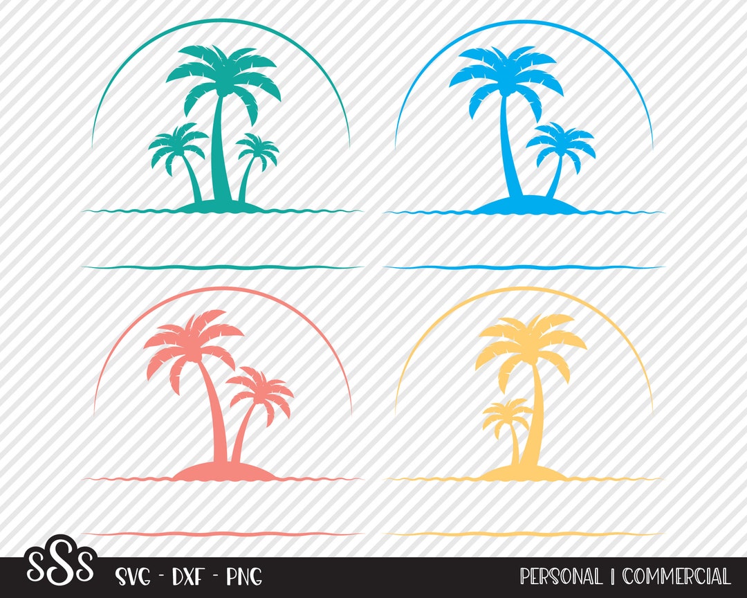 Sunset Bundle SVG, Cut File, Summer Sun, Palm Tree, Sunshine, Ocean ...