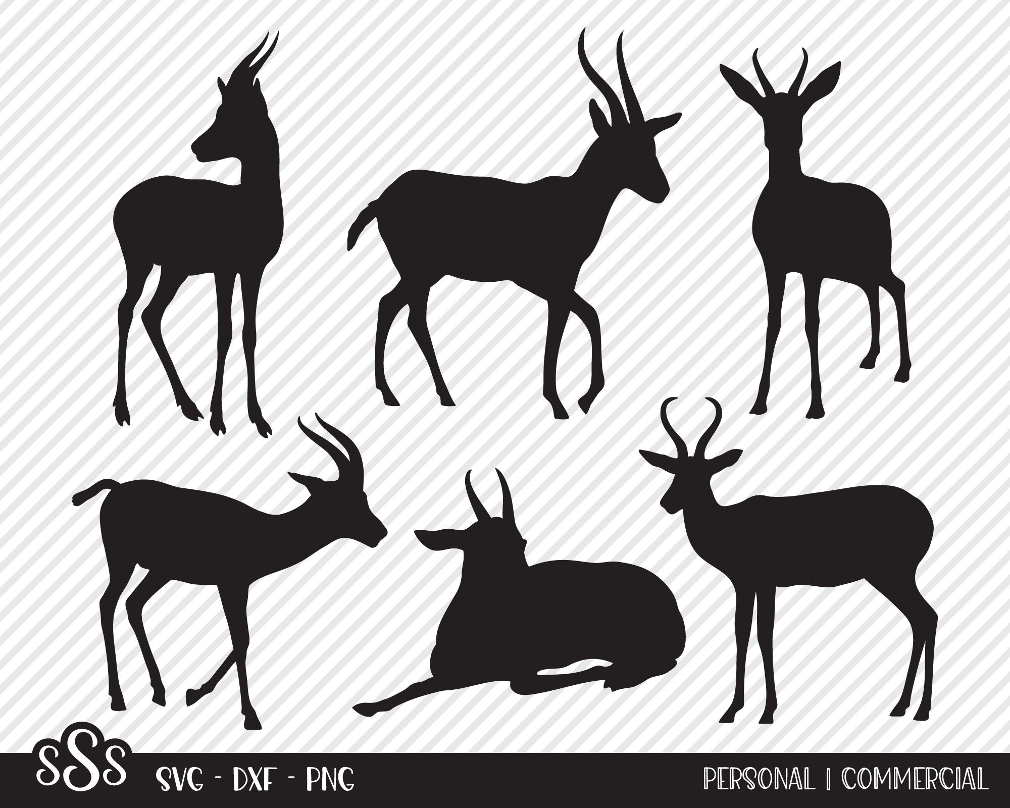 Gazelle Bundle SVG, Cut File, Wildlife Shirt Design Assets, Wild Animal ...