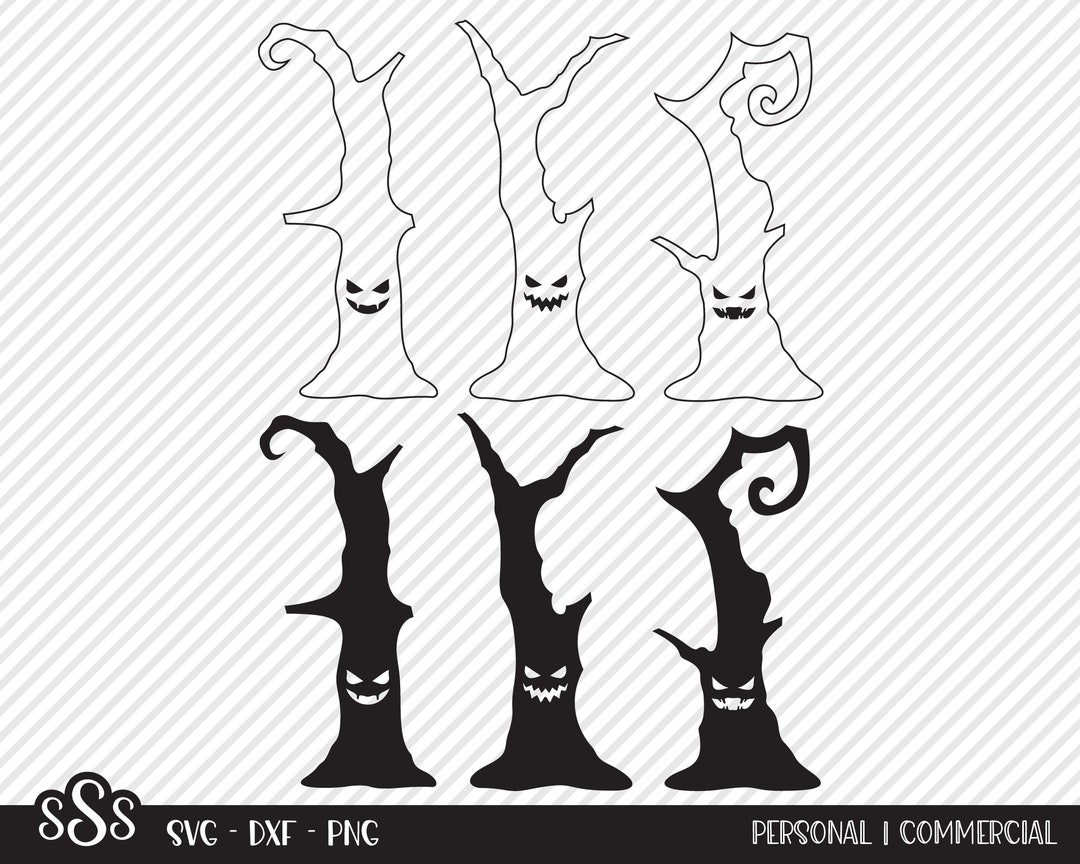 Spooky Tree Bundle SVG, Cut File, Halloween Shirt Design, Scary Face ...