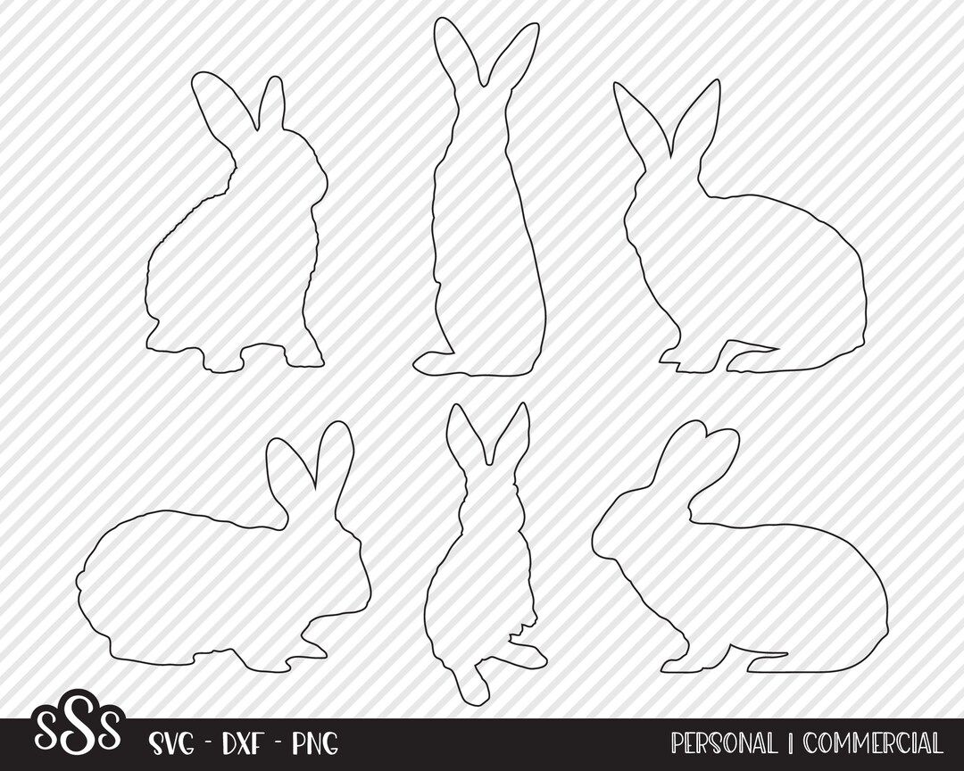 Bunny Rabbit Outline Bundle SVG, Cut File, Woodland Shirt Design ...