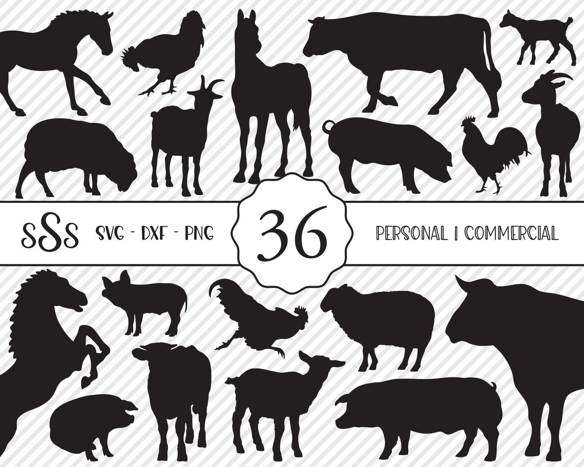Barnyard Animal Super Bundle SVG, Cut File, Country Shirt Design Assets ...