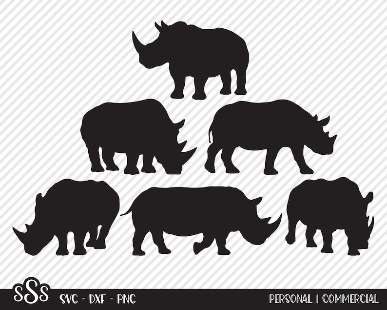 Rhinoceros Bundle SVG, Cut File, Wildlife Shirt Design Assets, Wild ...