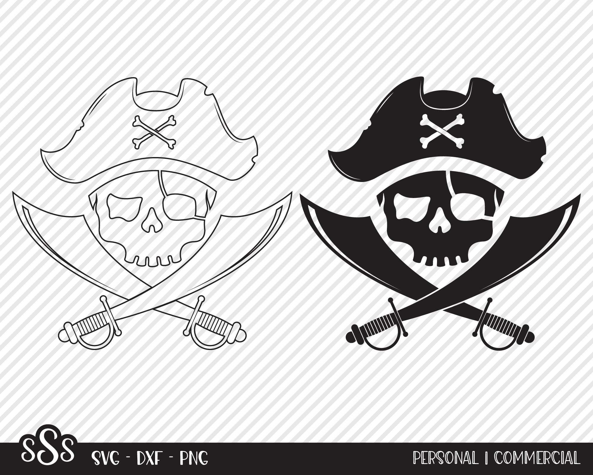 Pirate Skull & Crossed Swords Bundle SVG, Cut File, Summer Shirt Design ...