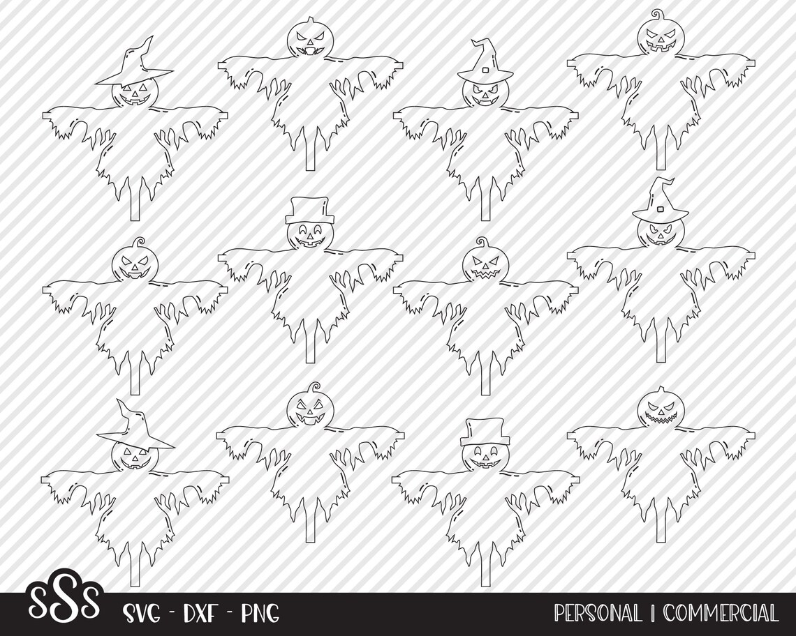 Scarecrow Bundle SVG, Cut File, Halloween Pumpkin Patch, Scary ...