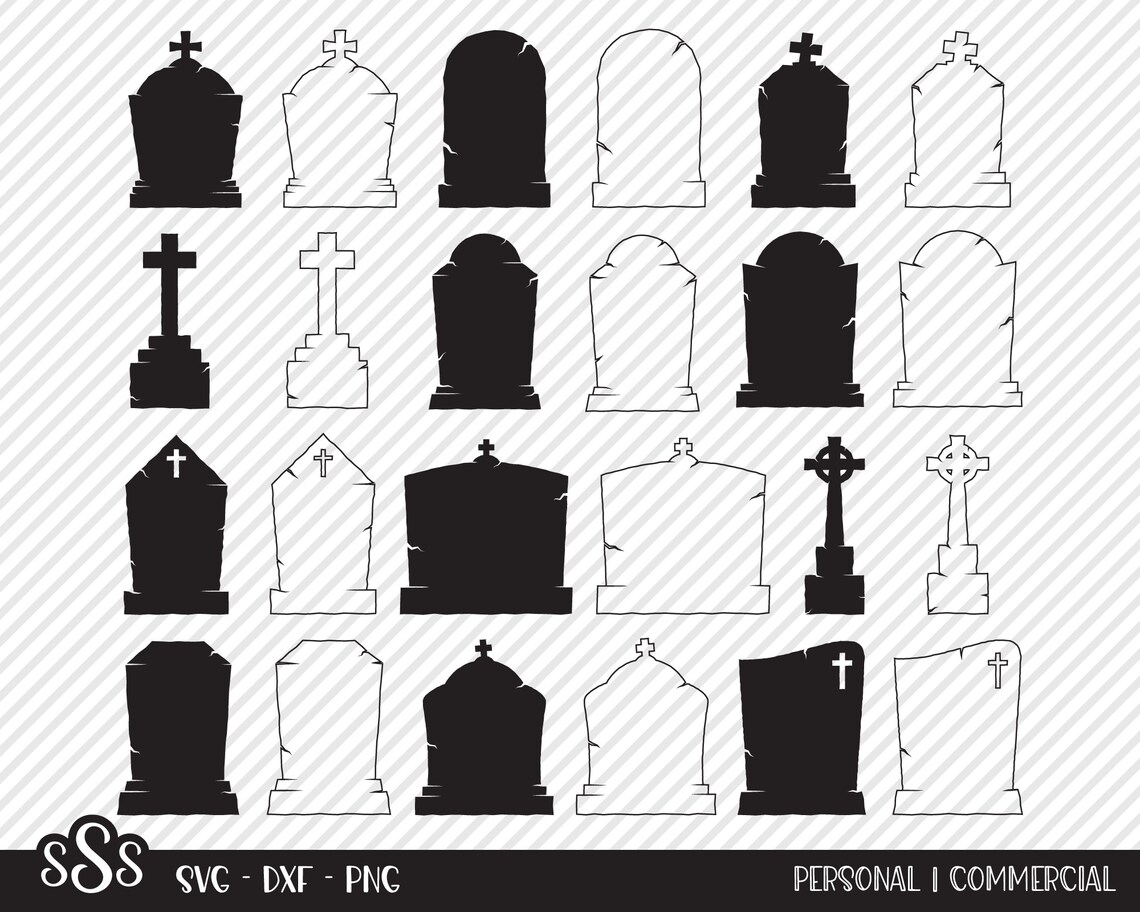Tombstone Bundle SVG, Cut File, Halloween Shirt Design, Graveyard Rip ...