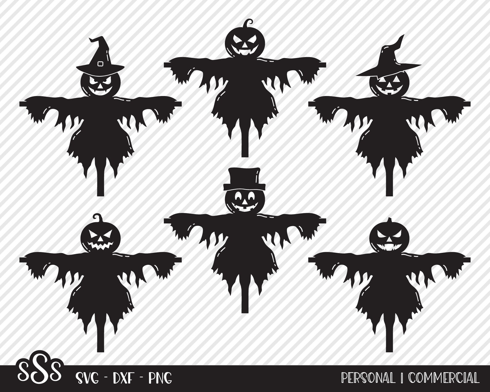 Scarecrow Bundle SVG, Cut File, Halloween Pumpkin Patch, Scary ...
