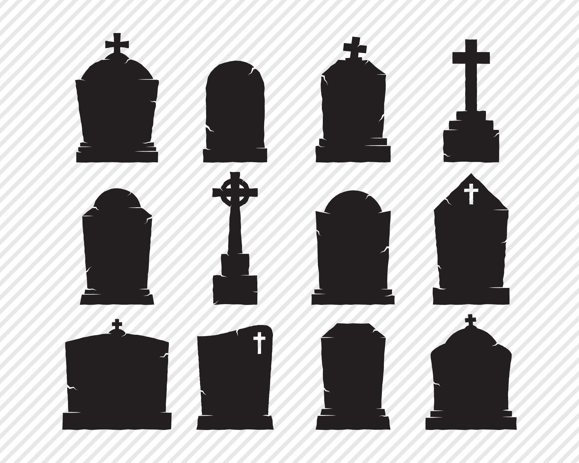 Graveyard Bundle SVG, Cut File, Halloween Shirt Design, Rip Tombstone ...