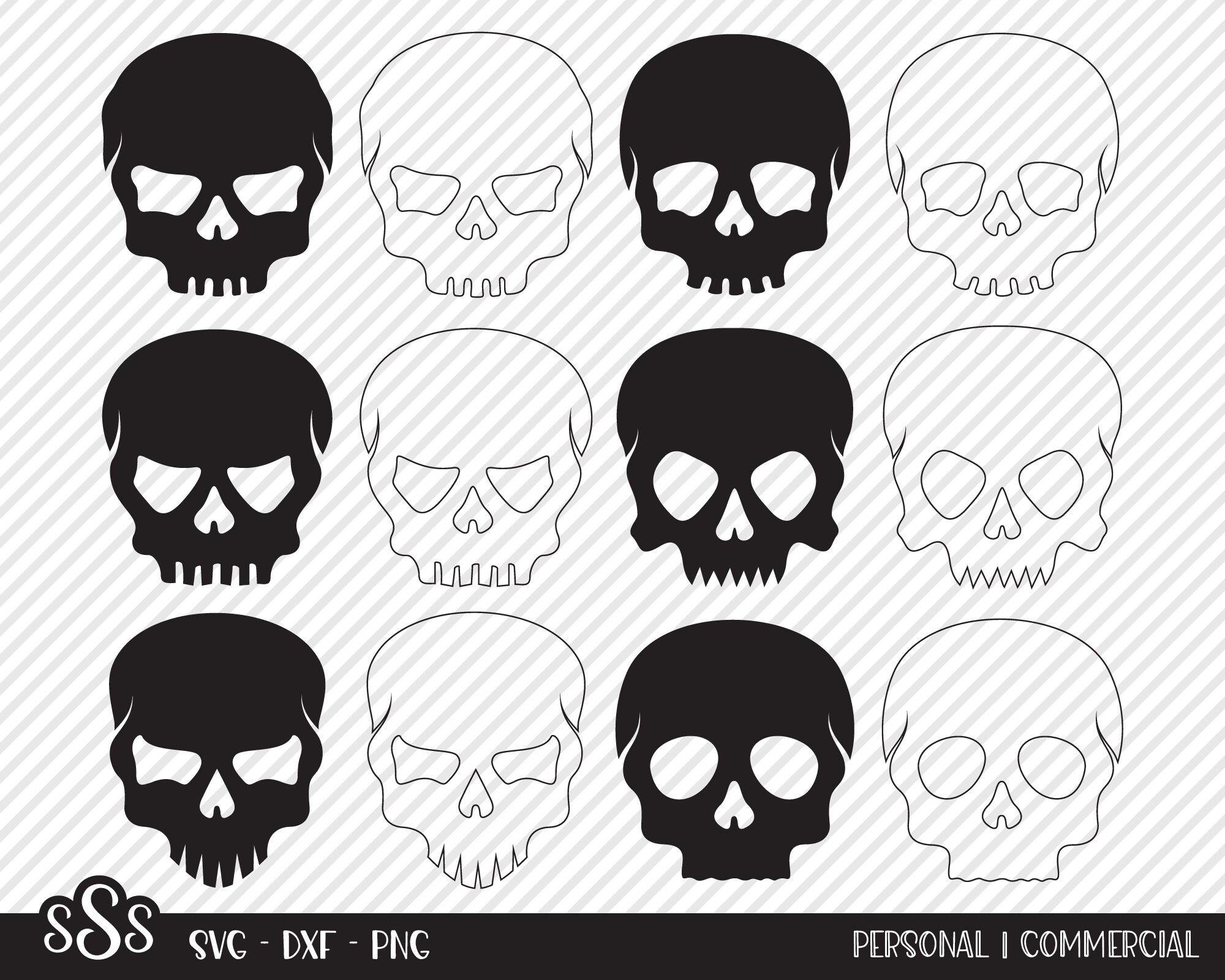 Skull Bundle SVG, Cut File, Halloween Skeleton Skulls Shirt Design ...