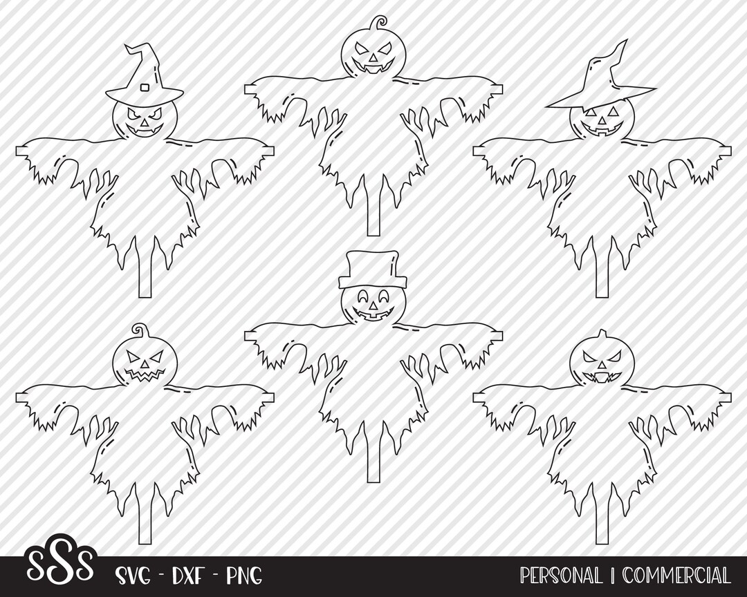 Scarecrow Bundle SVG, Cut File, Halloween Pumpkin Patch, Scary ...