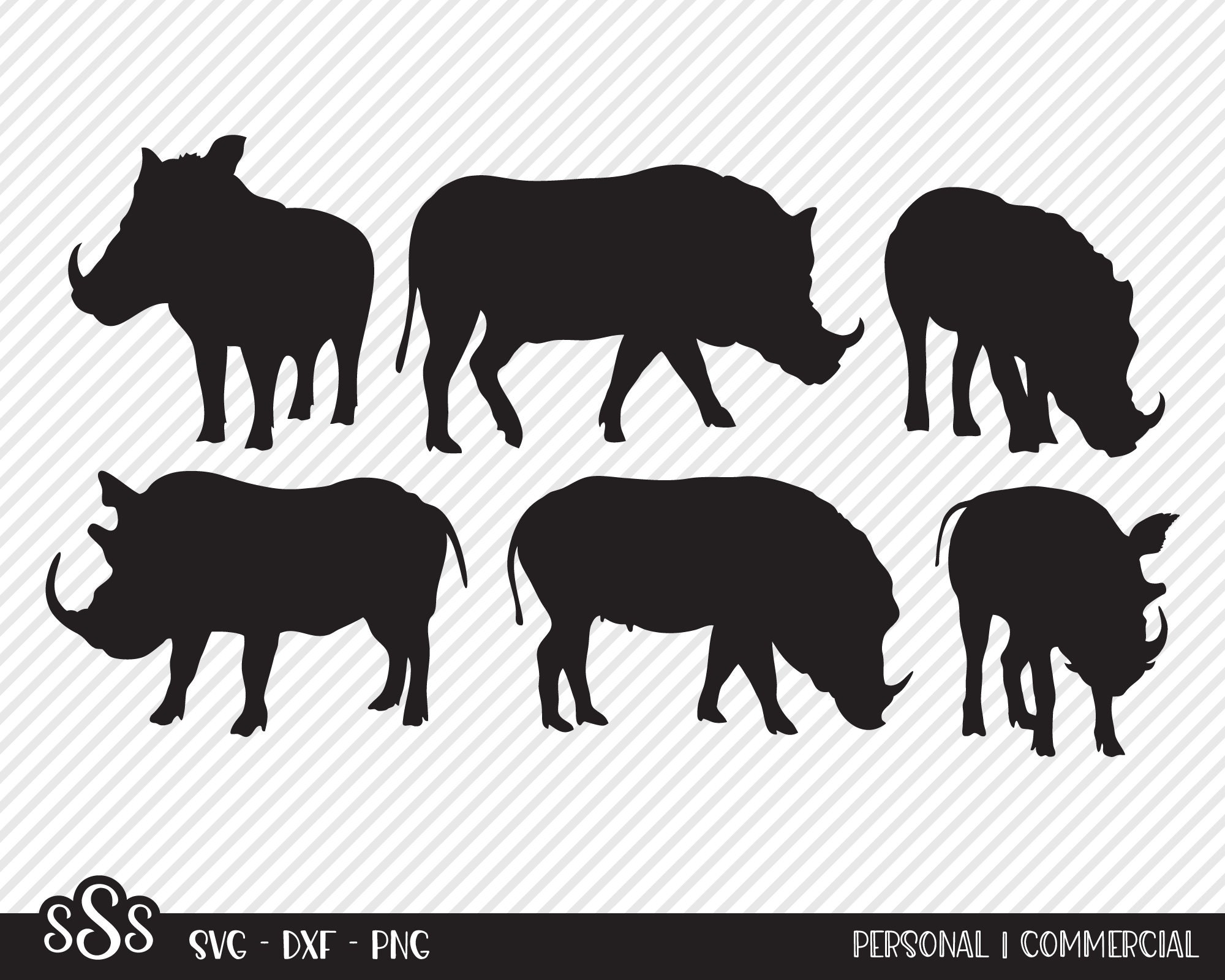 Warthog Bundle SVG, Cut File, Wildlife Shirt Design Assets, African ...