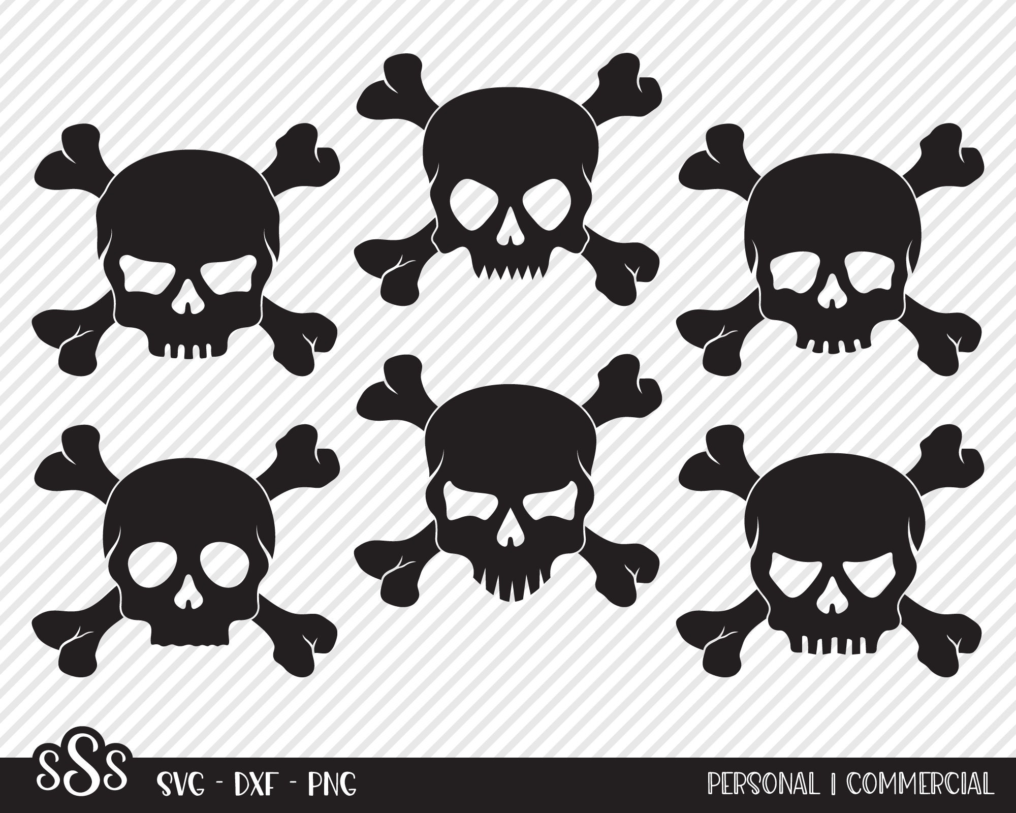 Skull & Crossbones Bundle SVG, Cut File, Halloween Skeleton Skulls ...