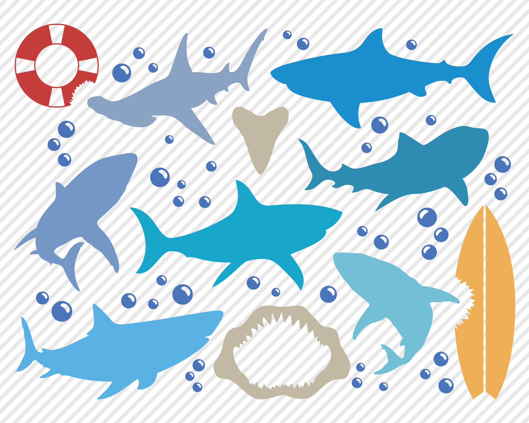 Deep Sea Super Bundle SVG, Cut File, Fishing Design Elements, Ocean ...