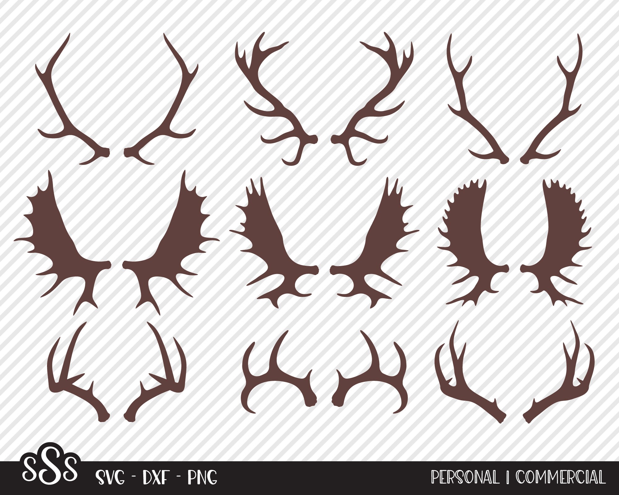 Antler Bundle SVG, Cut File, Outdoor Shirt Design Assets, White Tail ...