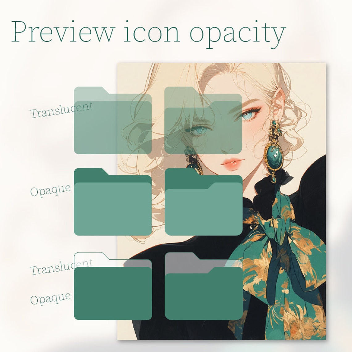 Vintage Boho Color Folder Icon Pack, Green Beige Ivory Coral Blue Decor ...