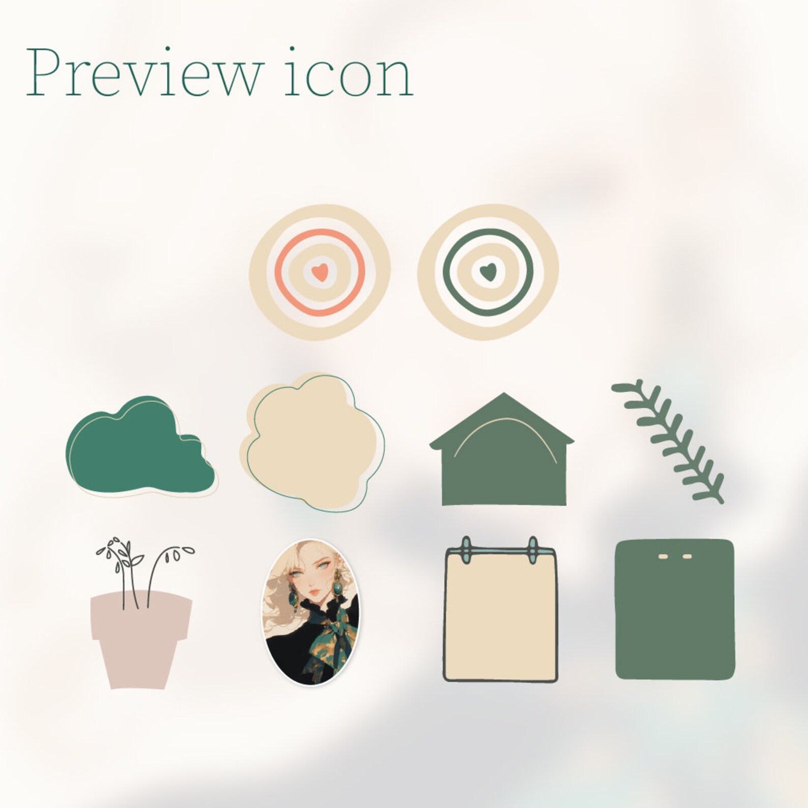Vintage Boho Color Folder Icon Pack, Green Beige Ivory Coral Blue Decor ...