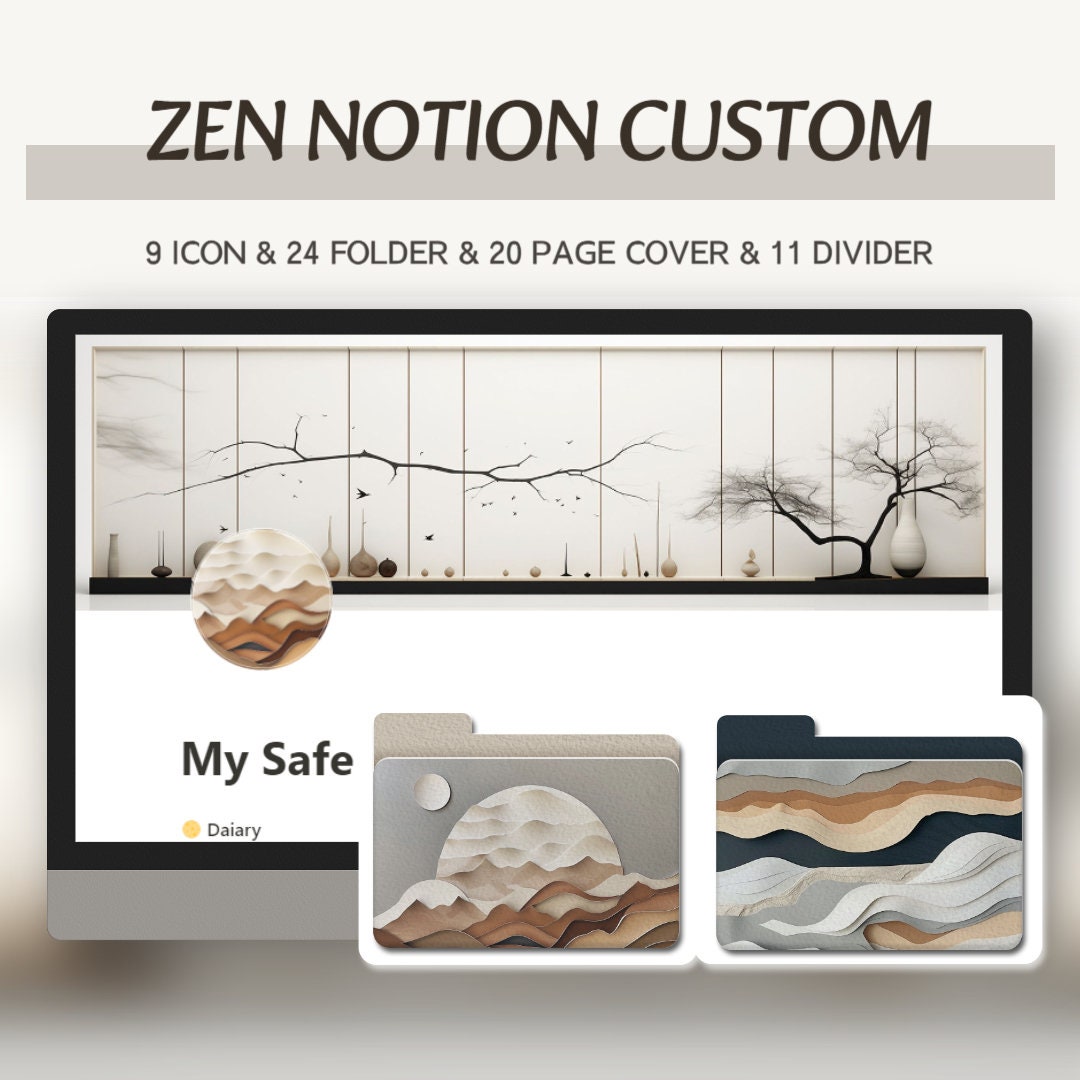 Zen Style Notion Custom Bundle, Mute Tone, Includes Notion Covers ...