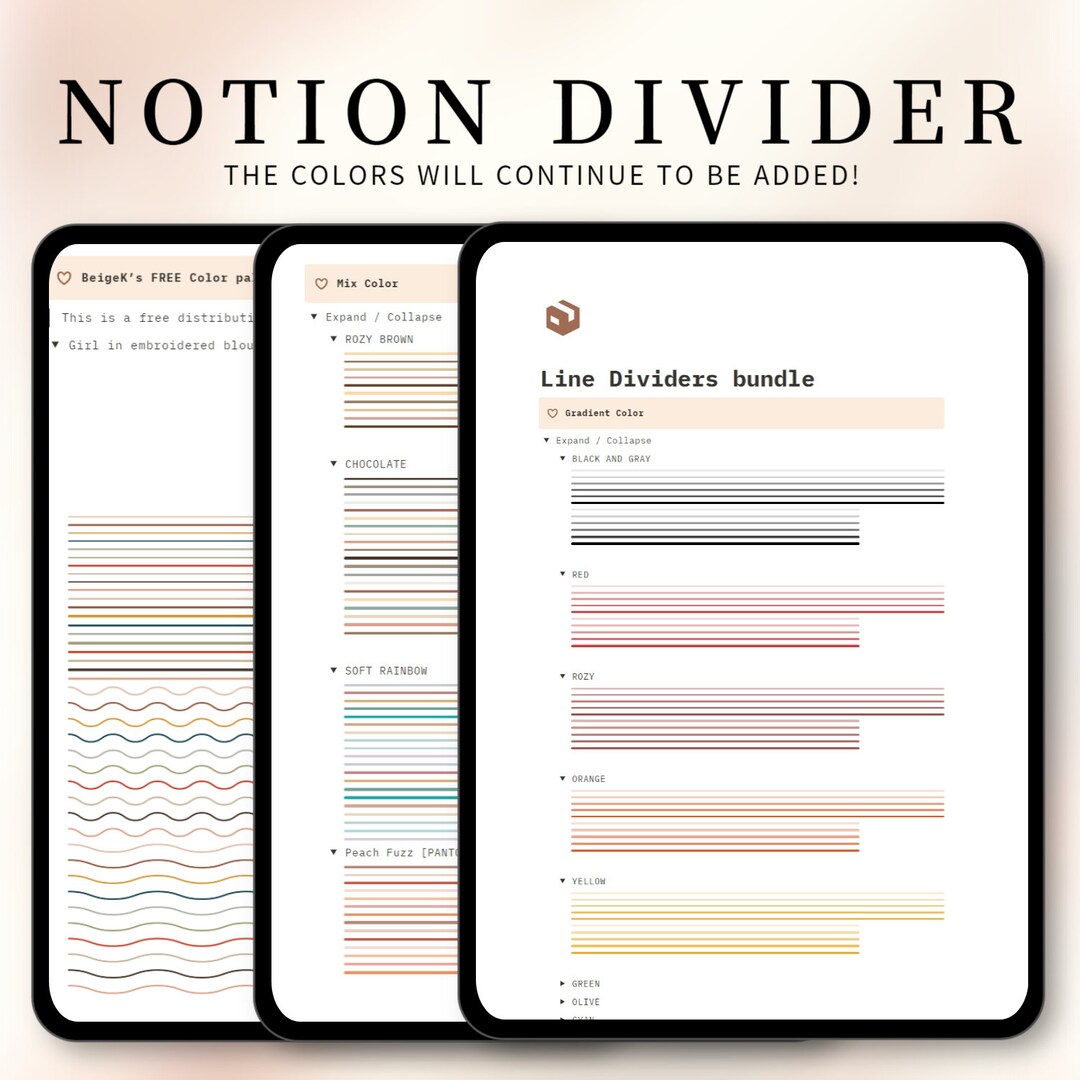 Simple Line Notion Dividers Collection, Dashboard Decoration, Making Notion Aesthetic Planner ...