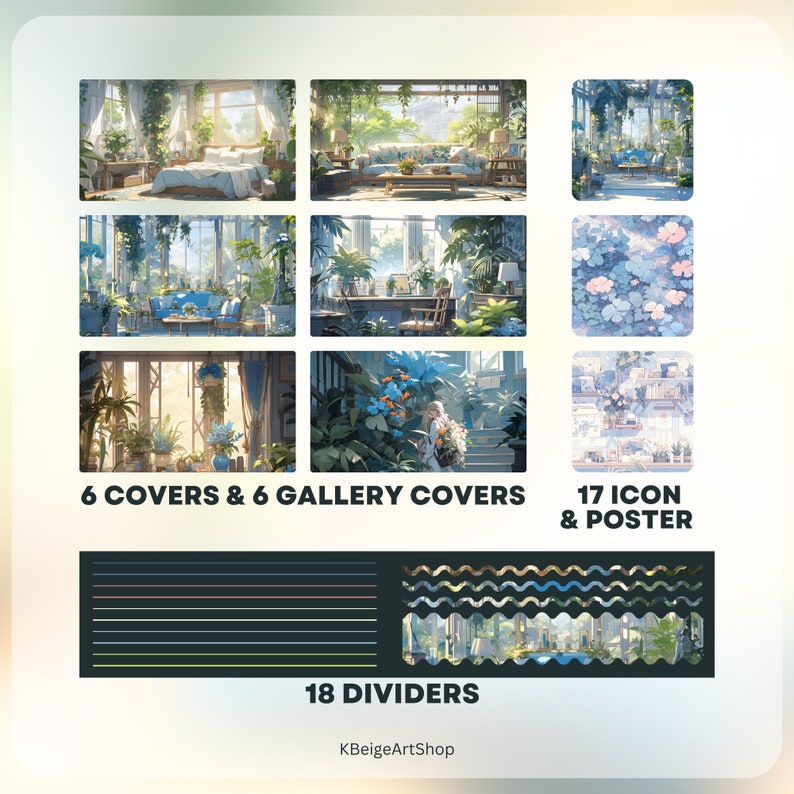Notion Customization Bundle Natural Blue Includes Notion Covers Icons Dividers Gallery