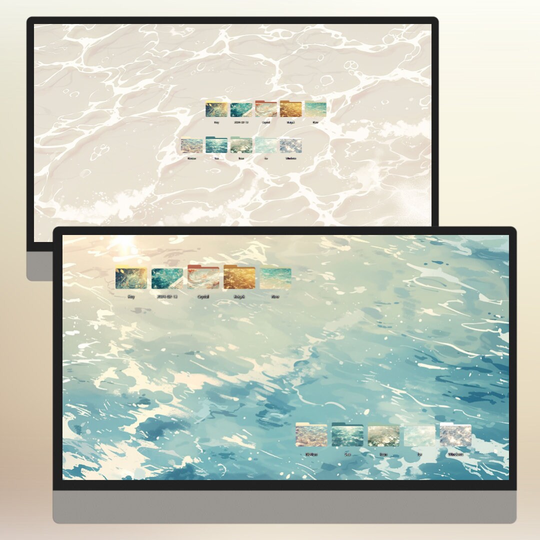 Crystal Beige Sea Folder Icon and Wallpaper Bundle, Ico for Windows ...