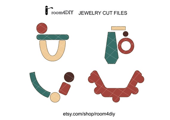 Sewing & Fiber Jewelry Template DIY design Geometry Earrings Necklace ...