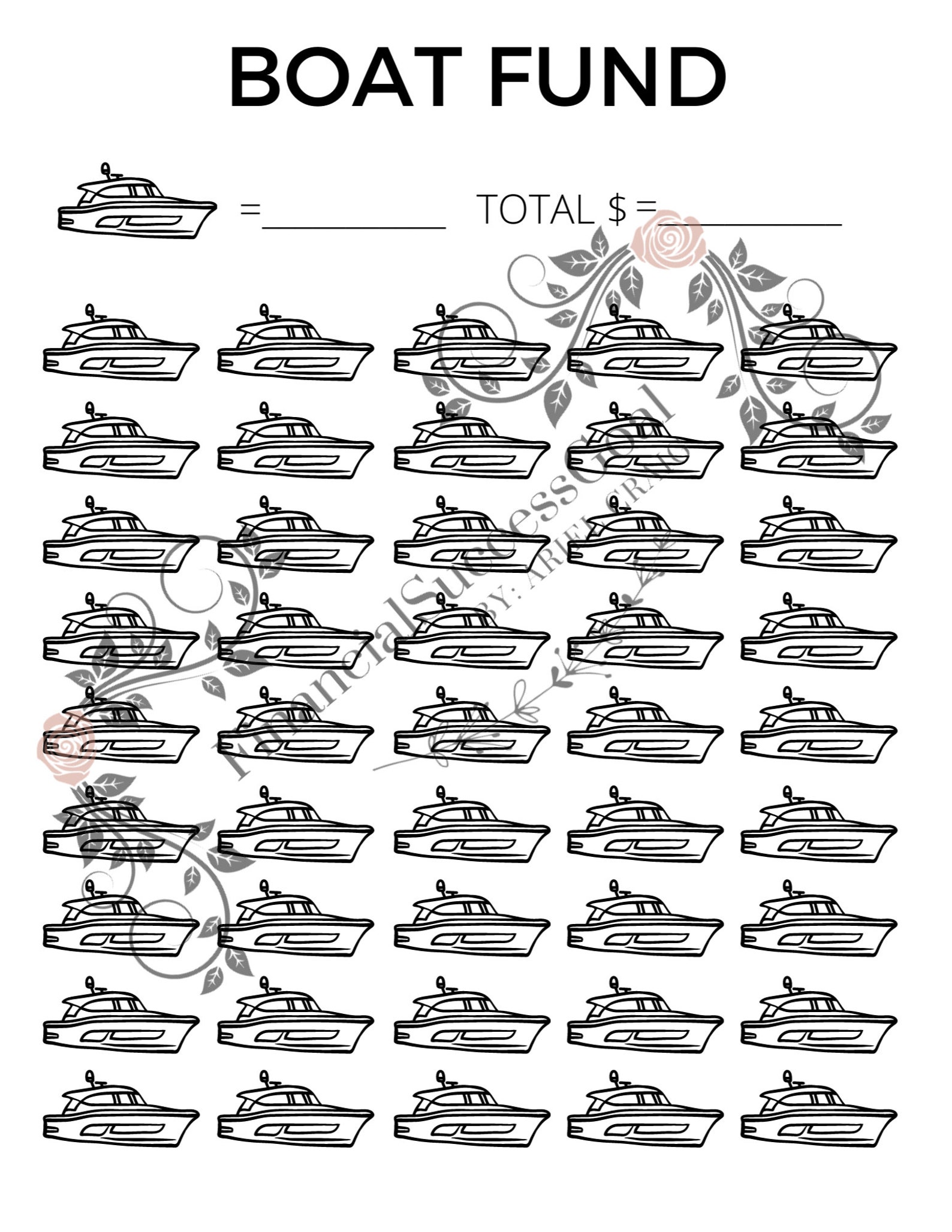 Boat Fund, Letter Size, Sinking Funds Tracker, Funds for Boats, Sinking ...