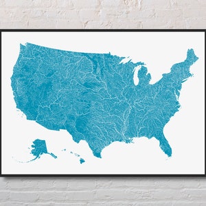 Printable United States River Map - Etsy