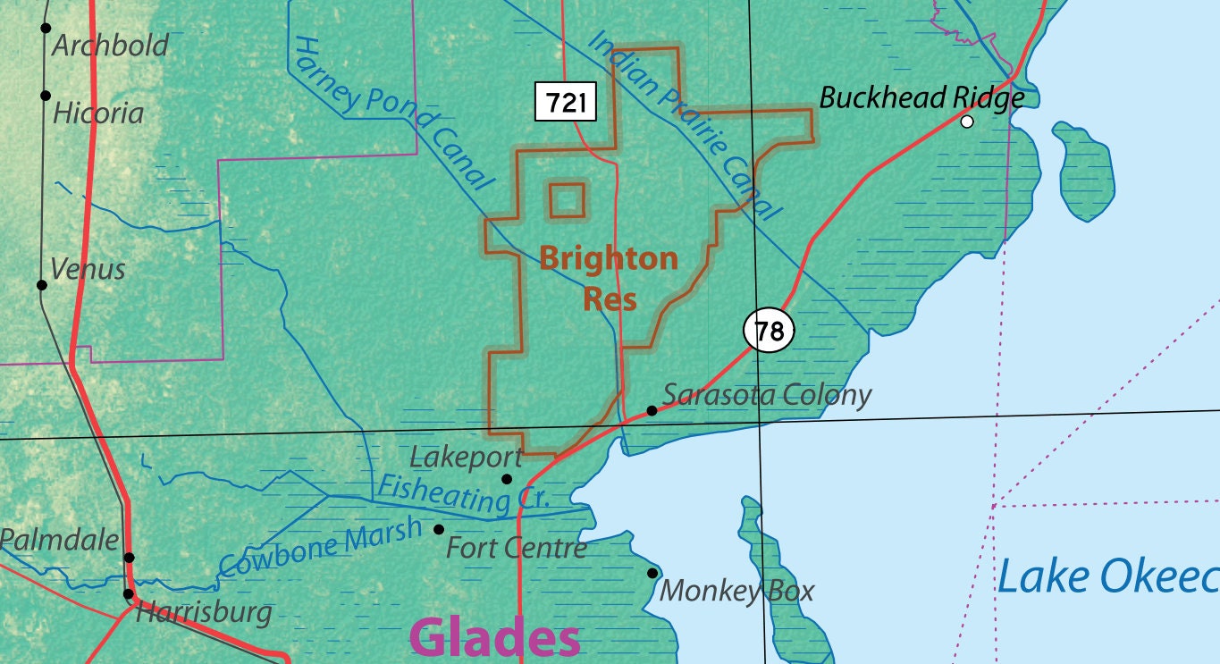 Physical Map of Florida feet adobe Illustrator PDF: - Etsy
