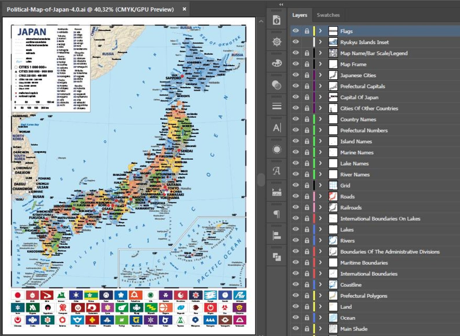 Political Map of Japan (adobe Illustrator, PDF) - Etsy