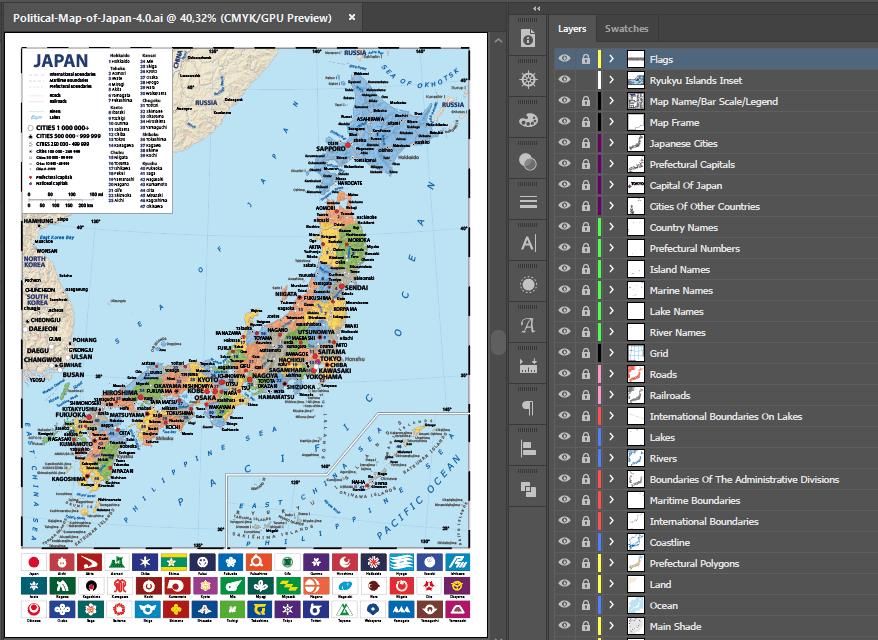 Political Map of Japan (adobe Illustrator, PDF) - Etsy