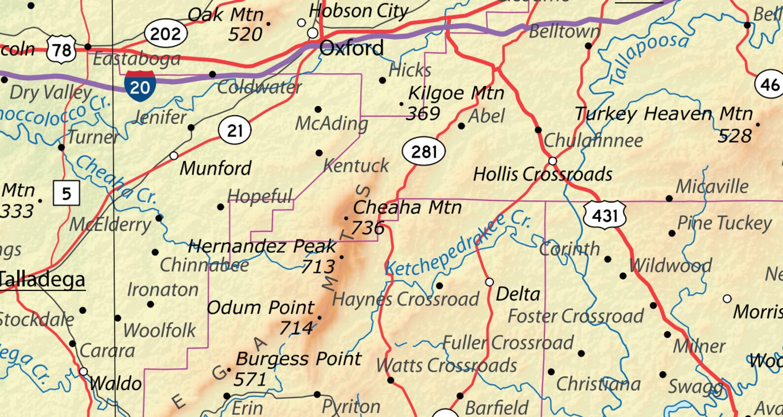 Physical Map of Alabama meters adobe Illustrator PDF: | Etsy