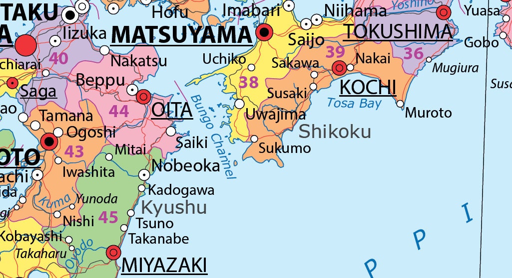 Political Map of Japan Adobe Illustrator PDF: Vector | Etsy