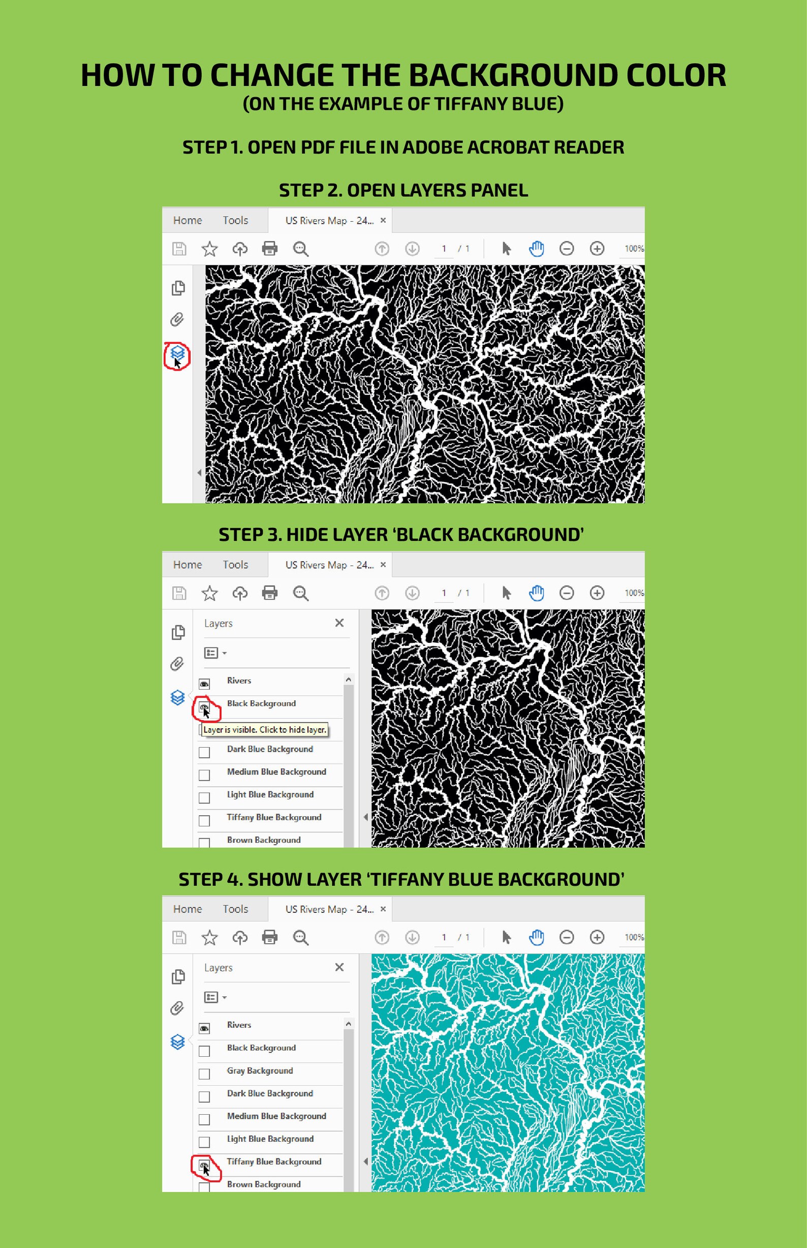 Printable United States River Map - Etsy