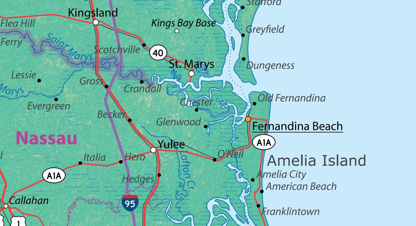 Physical Map of Florida feet adobe Illustrator PDF: - Etsy