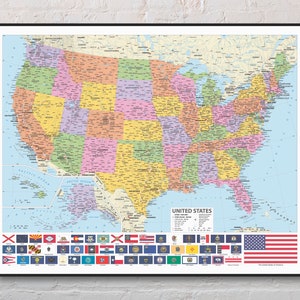 US Wall Map PDF - Etsy
