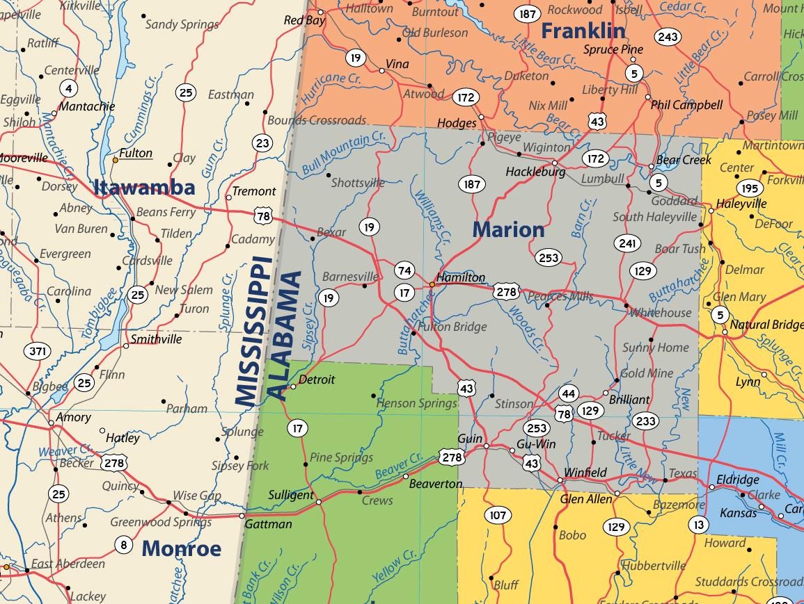 Political Map of Alabama (adobe Illustrator, PDF) - Etsy
