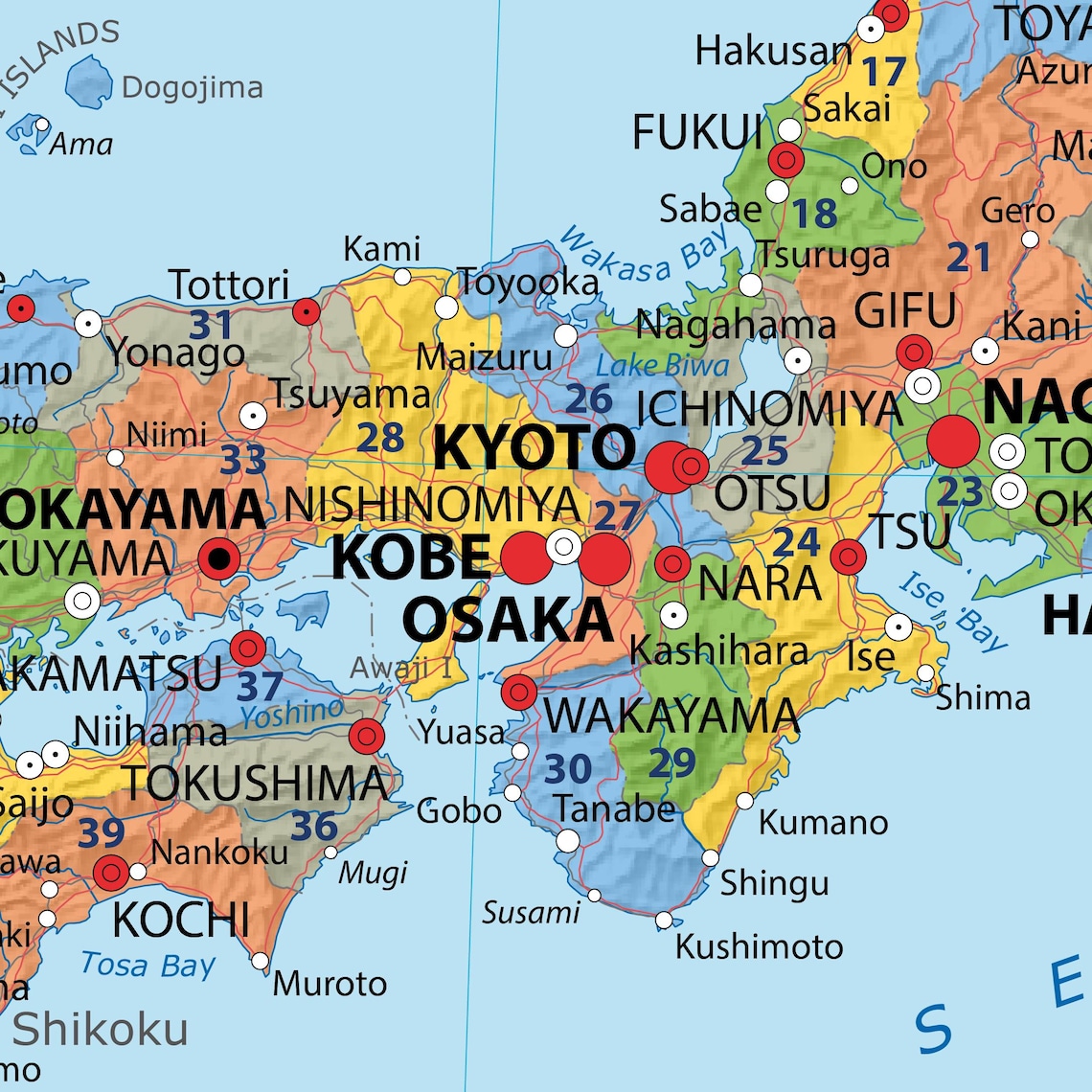 Political Map of Japan (adobe Illustrator, PDF) - Etsy